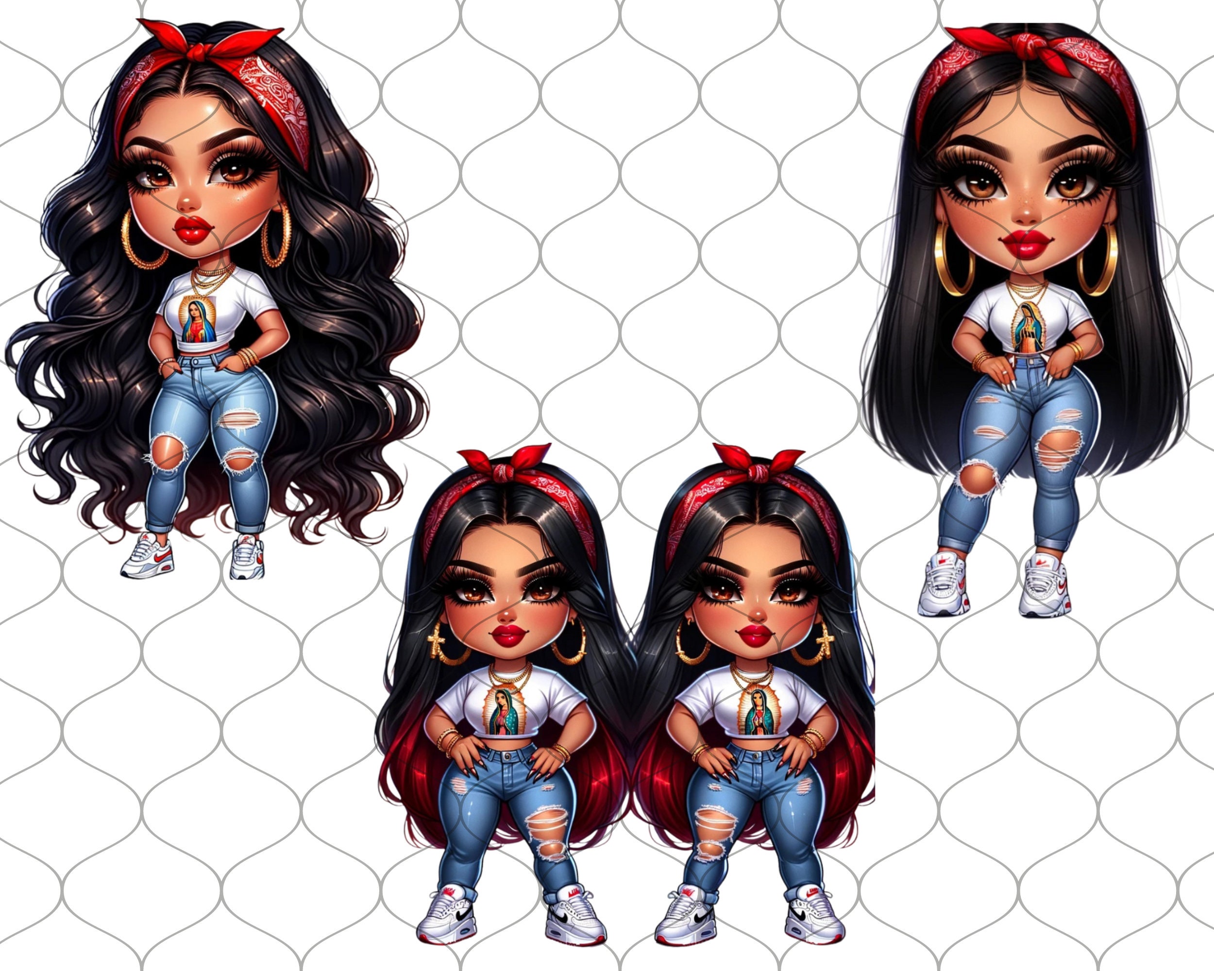 Chibi Cute Chicana Girl, 25 PNG, Chicana Clipart, Chibi Dolls Png ...