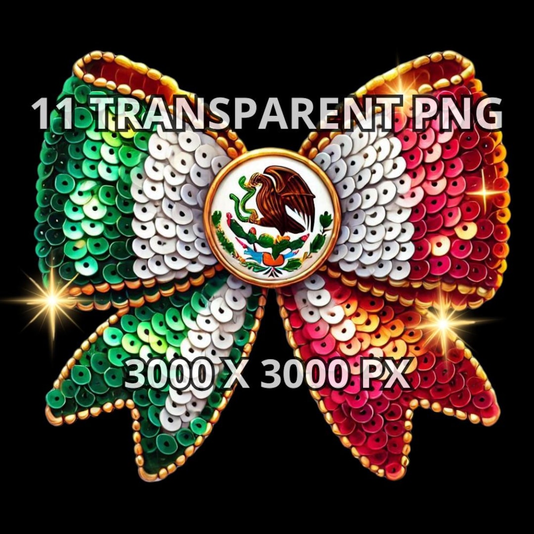 11 Mexican Embroidered Glitter Sequin Bows Png, Mexicana Png, Chicana ...
