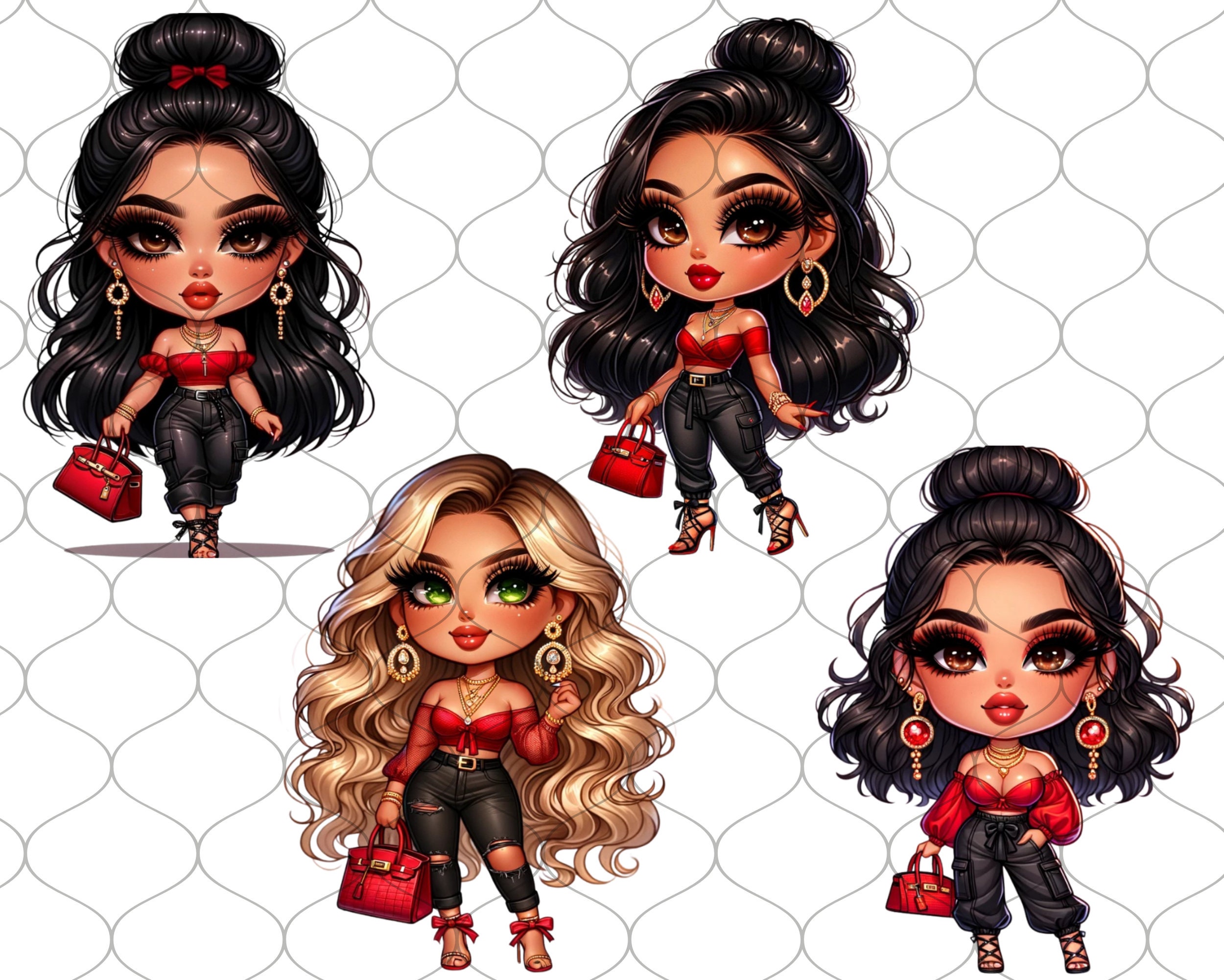 Chibi Latina Boss Babe, 30 Png, Hot Latina Clipart, Chibi Hispanic ...