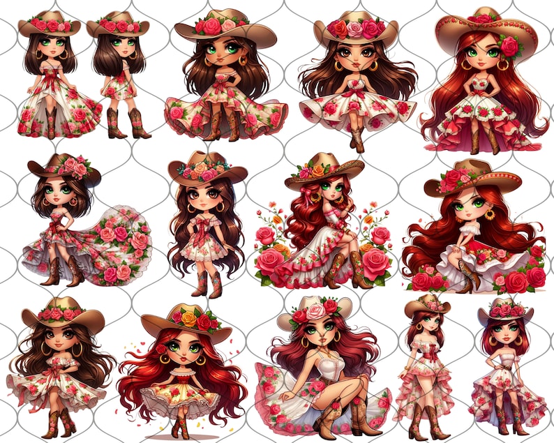 Beautiful Chibi Latina Cowgirl, 60 Png, Western Girl Png, Cowgirl Png ...