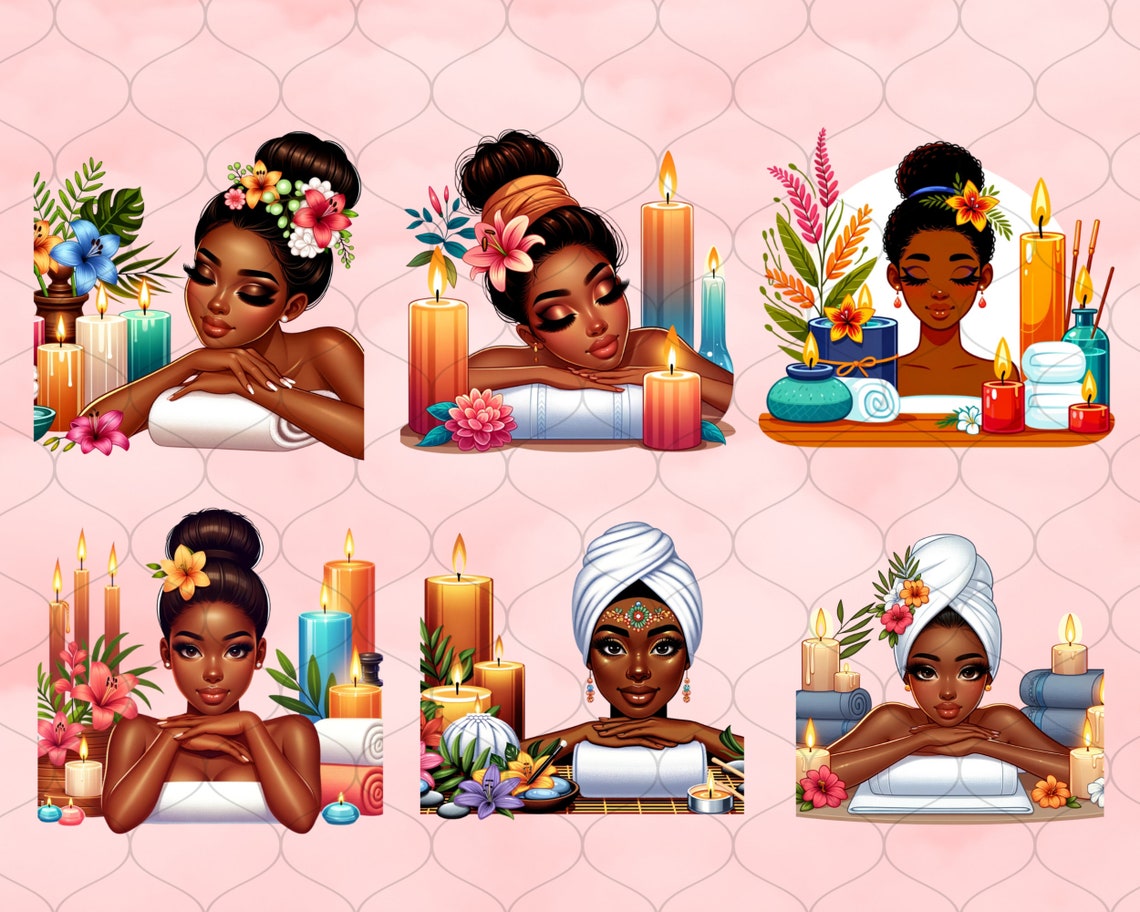 Spa Day Clipart, 50 PNG, Relaxation Clipart, Health Clipart, Wellness ...