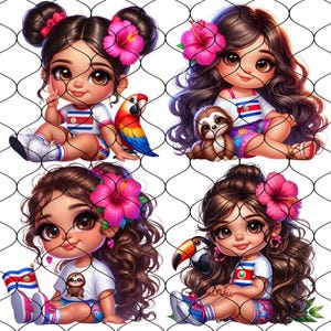 Chibi Cute Costa Rican Baby Girl Clipart, 20 Png, Costa Rican Girl Png ...