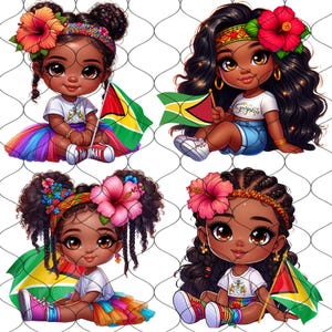 Chibi Cute Guyana Baby Girl Png, 25 Png, Guyanese Girl Png, Guyana Flag ...