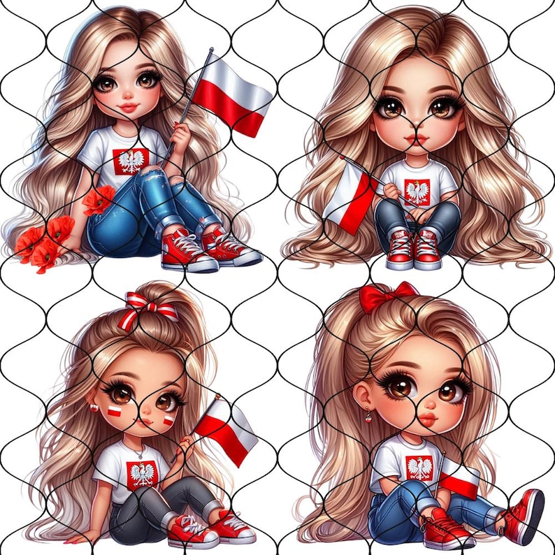 Chibi Cute Polish Blonde Baby Girl Clipart, 25 PNG, Poland Png, Polish ...
