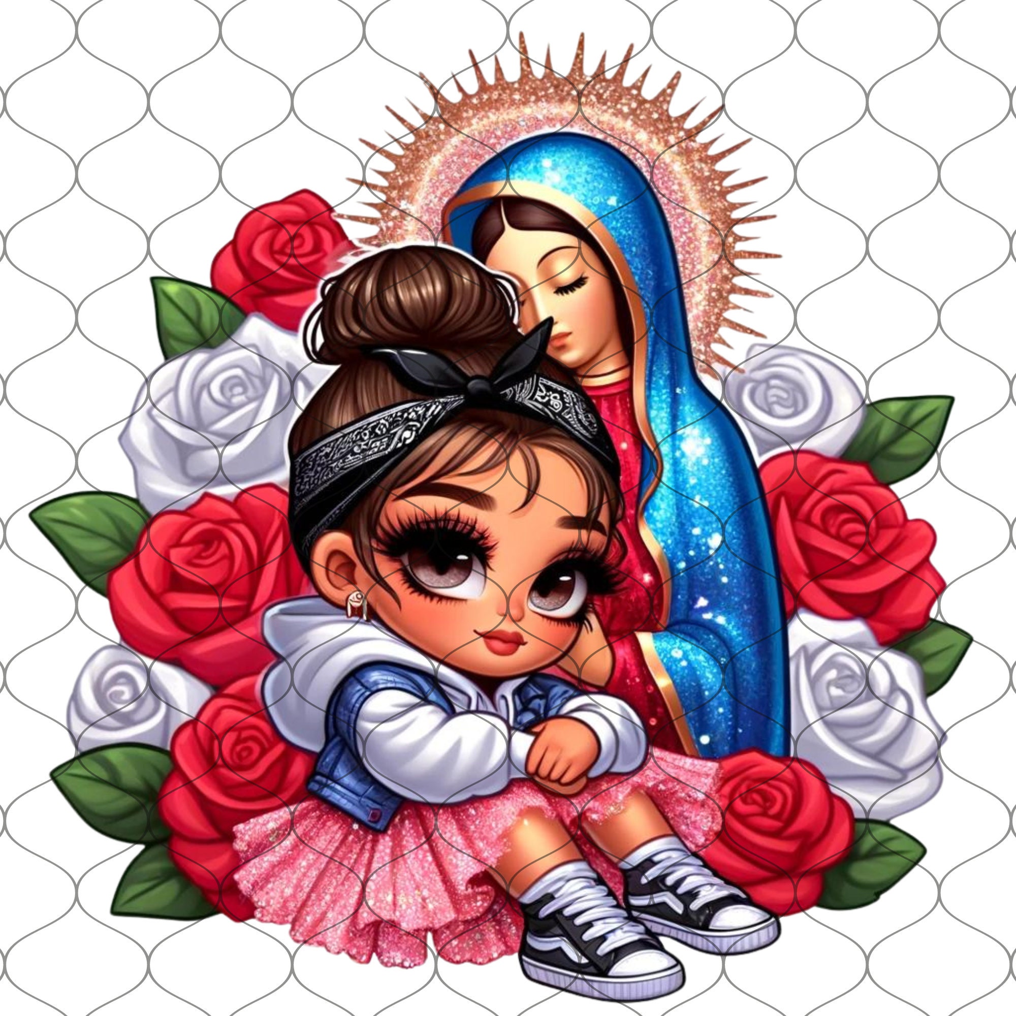 Chibi Cute Latina Baby Girl Virgin Mary Png, 12 Png, Latina Princess ...