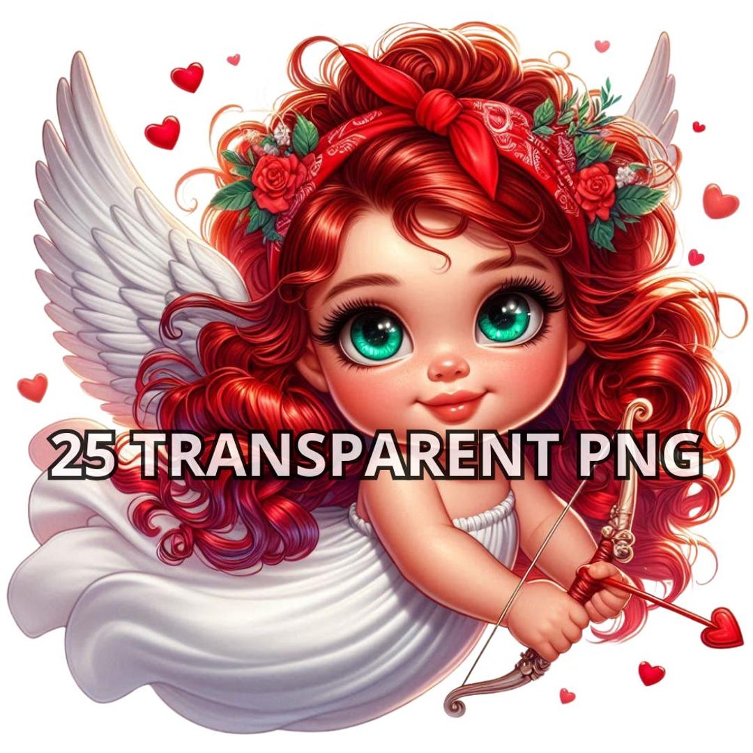 25 Chibi Super Cute Valentine's Day Cupid Redhead Baby Girl Png ...