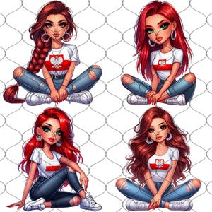 Gorgeous Red Hair Chibi Girl-poland, 30 PNG, Polish Girl Png, Poland ...