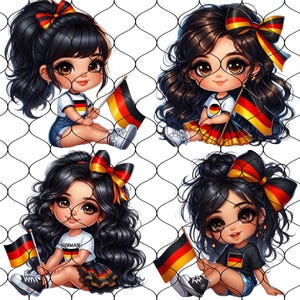Chibi Cute German Black Hair Baby Girl Clipart, 20 Png, Germany Png ...