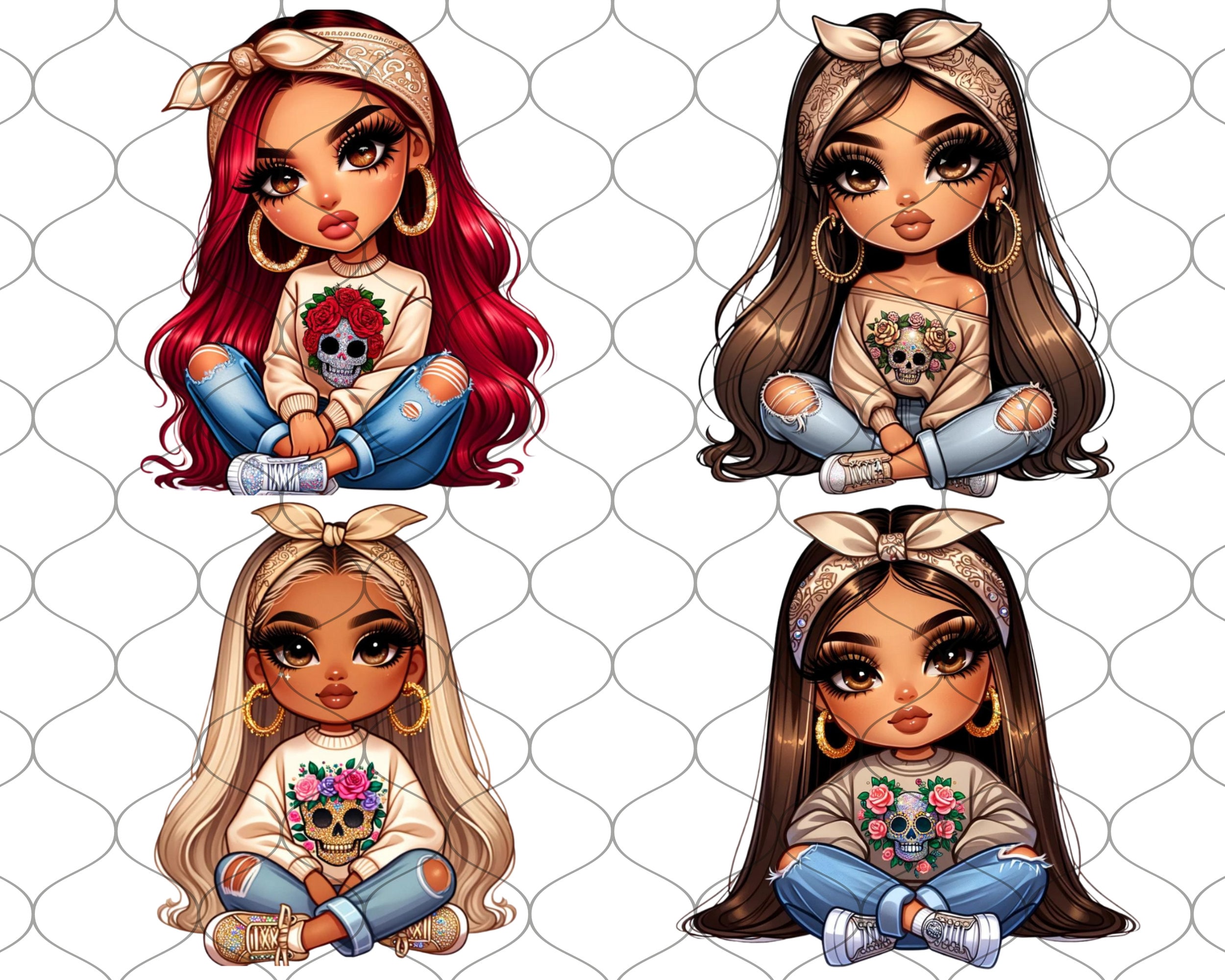 Chibi Cute Chicana Girl, 30 PNG, Chicana Clipart, Chibi Dolls Png ...
