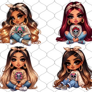 Chibi Cute Chicana Girl, 30 PNG, Chicana Clipart, Chibi Dolls Png ...