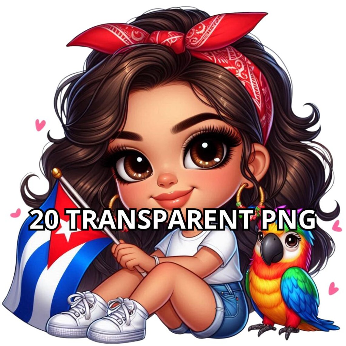 Chibi Cute Cuban Baby Girl Clipart, 20 PNG, Cuban Girl Png, Cuba Png ...