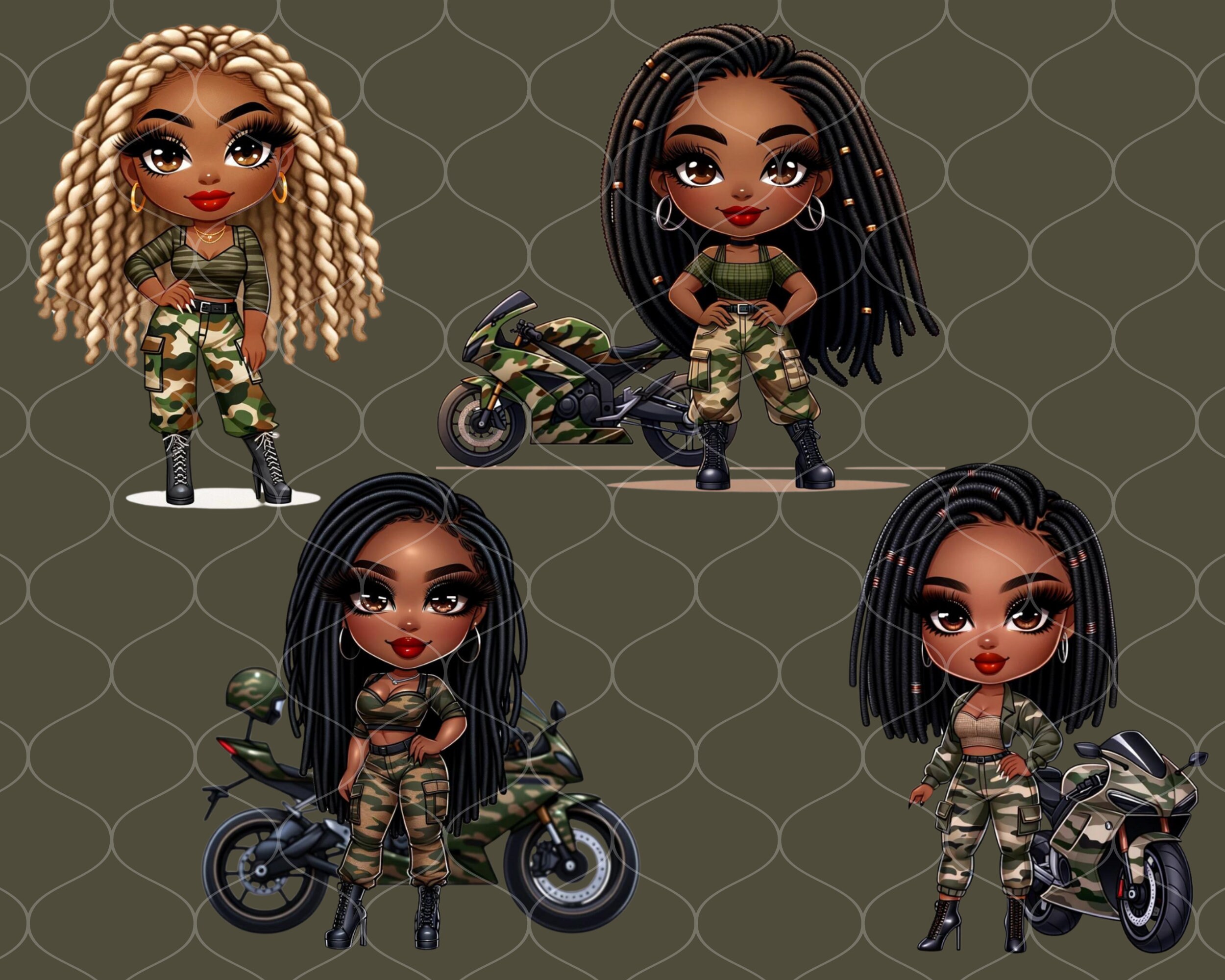 Chibi Army Girl, 30 PNG, Army Girl Clipart, Army Clipart, Military ...