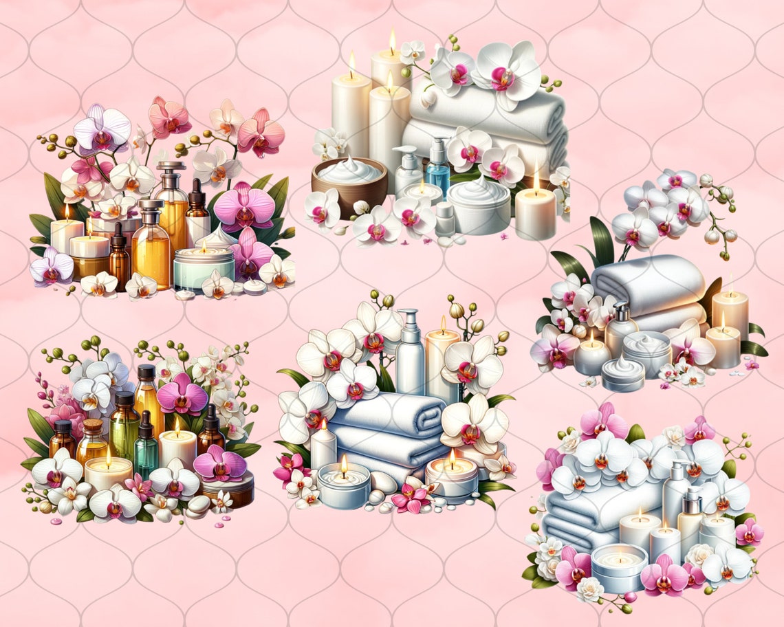 Spa Day Clipart, 50 PNG, Relaxation Clipart, Health Clipart, Wellness ...