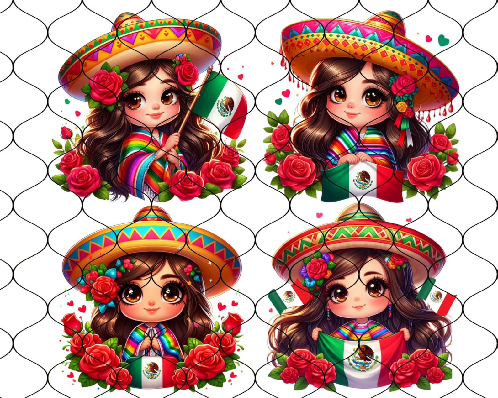 Cute Chibi Mexican Baby Girl Mexican Flag Png, 30 Png, Latina Princess ...