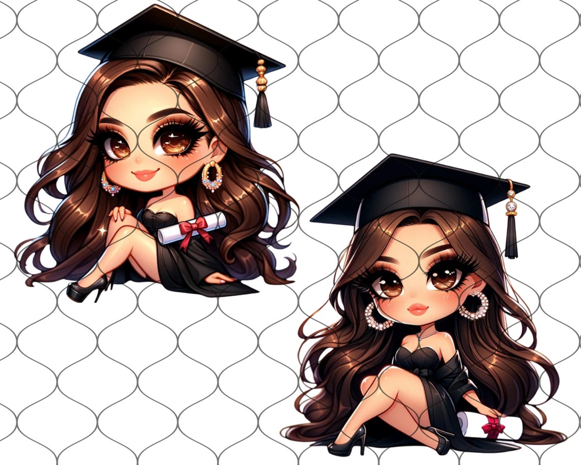Chibi Chicana Graduation, 20 PNG, Chibi Latina Graduation, Graduation ...