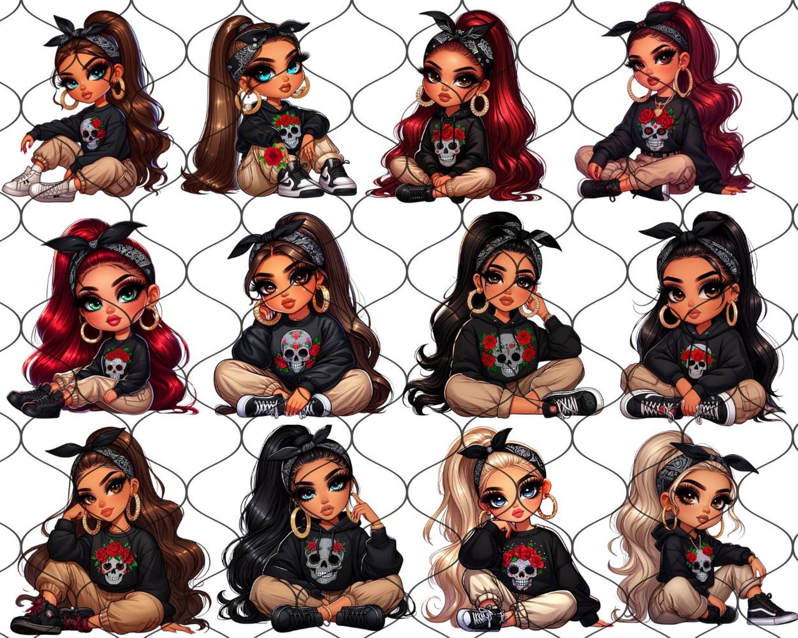 Chibi Cute Chicana Girl, 80 PNG, Chicana Clipart, Chibi Dolls Png ...