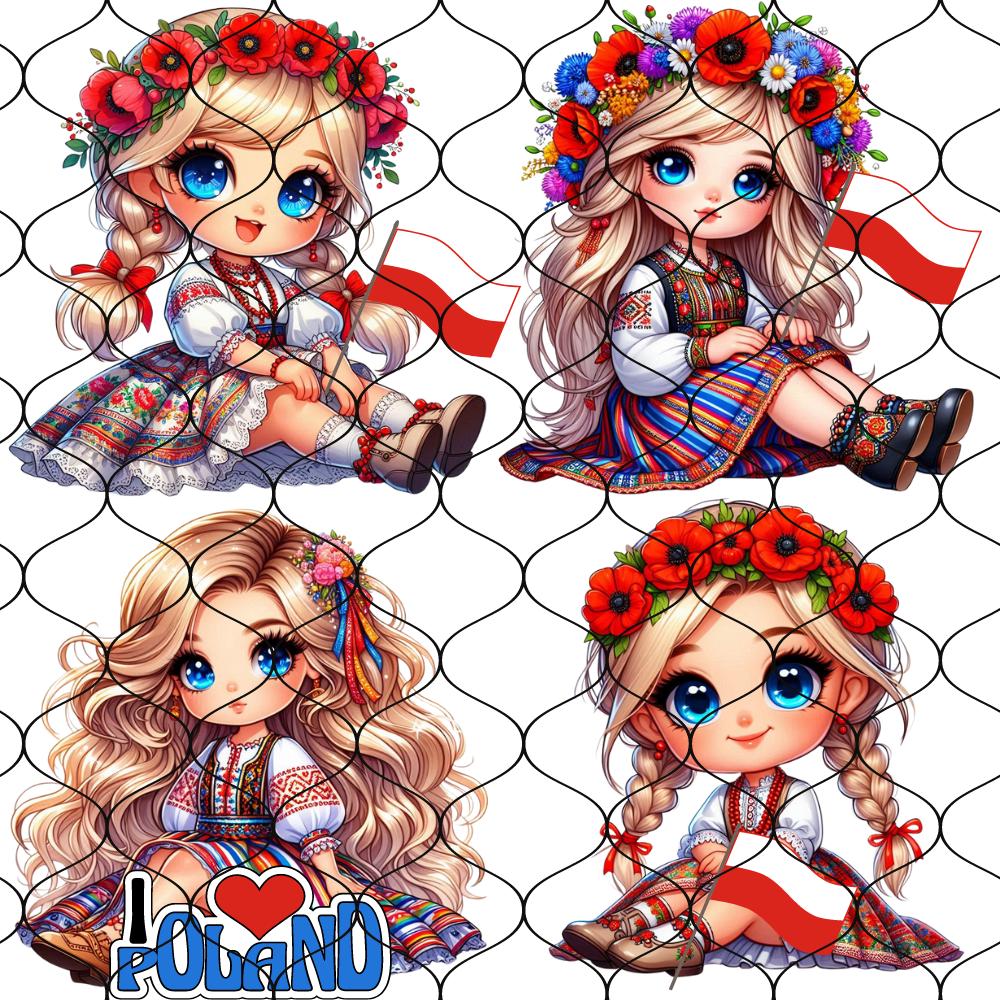 Chibi Cute Polish Blonde Baby Girl Clipart, 25 PNG, Poland Png, Polish ...