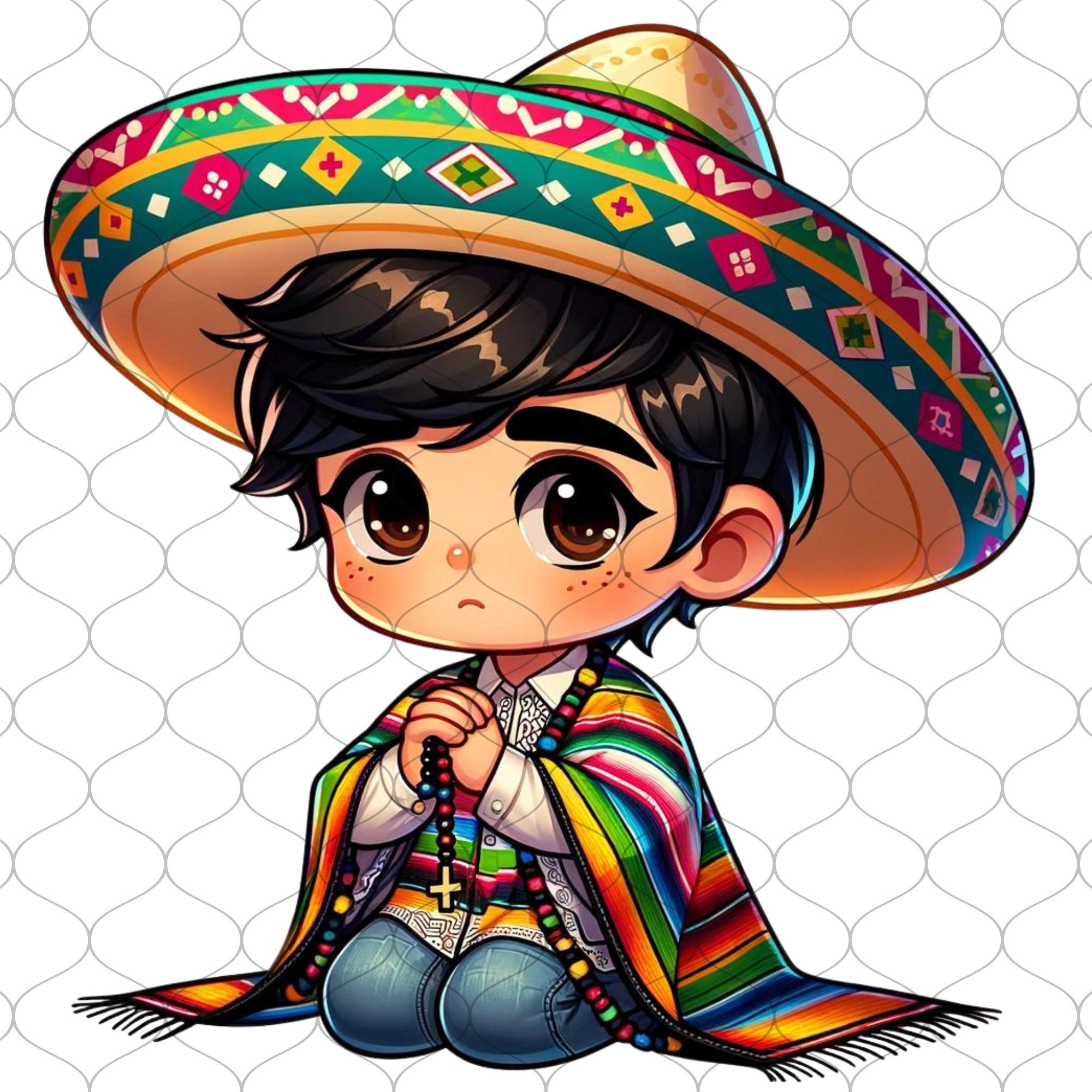 Super Cute Chibi Mexican Boy Clipart, 12 PNG, Mexico Cliparts, Latino ...