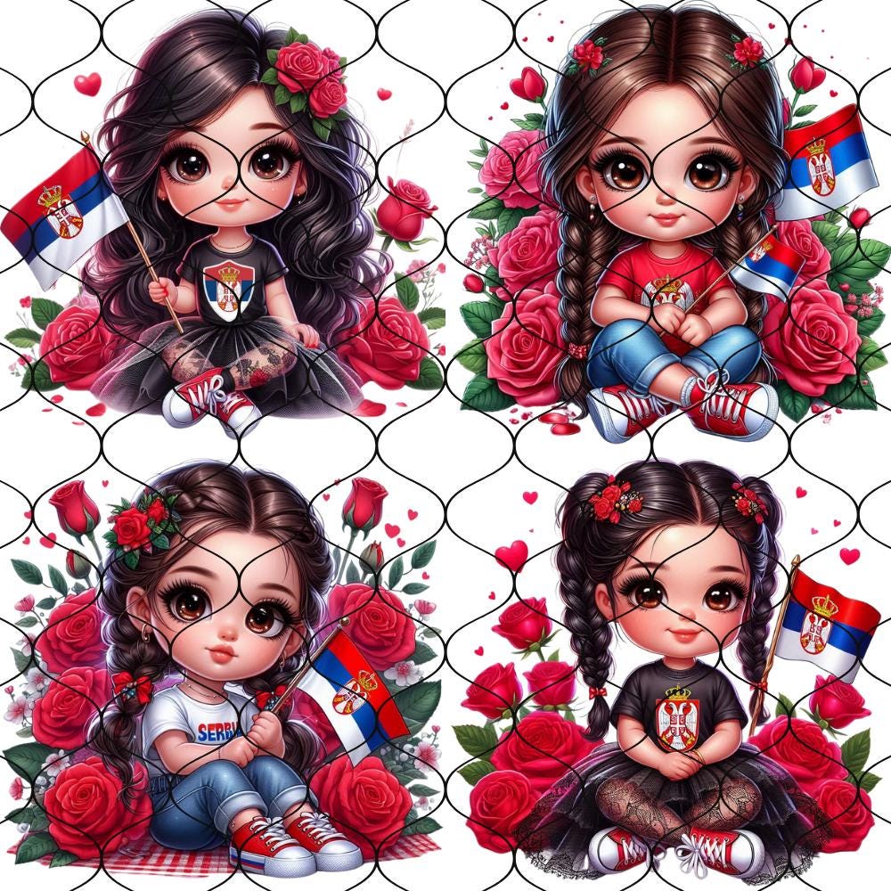 25 PNG Chibi Cute Serbian Baby Girl Set 1, Serbia Png, Serbian Girl ...