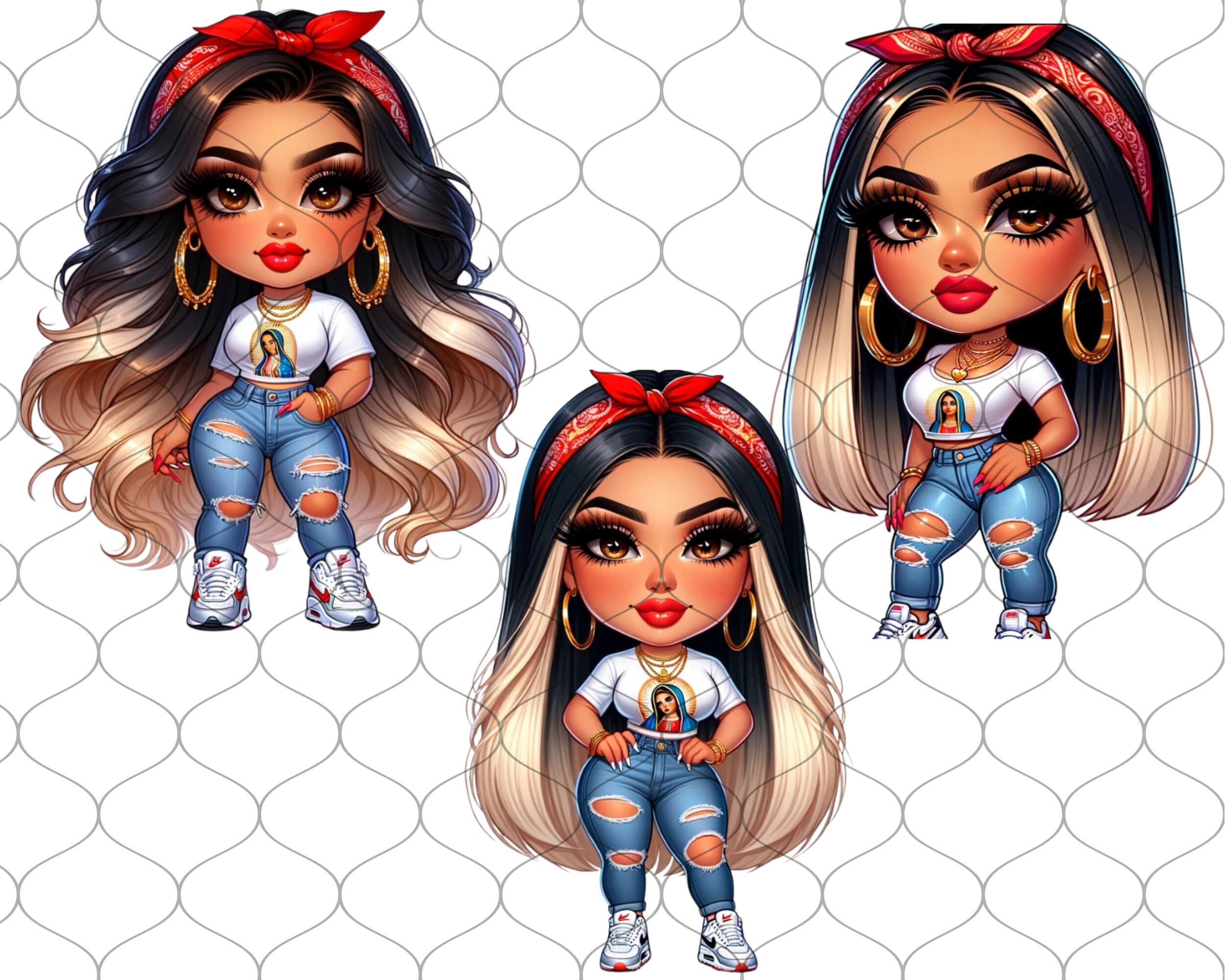 Chibi Cute Chicana Girl, 25 PNG, Chicana Clipart, Chibi Dolls Png ...