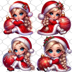 Lovely Little Santa Baby Girl Blonde-haired, 25 PNG, Diamond Bauble ...