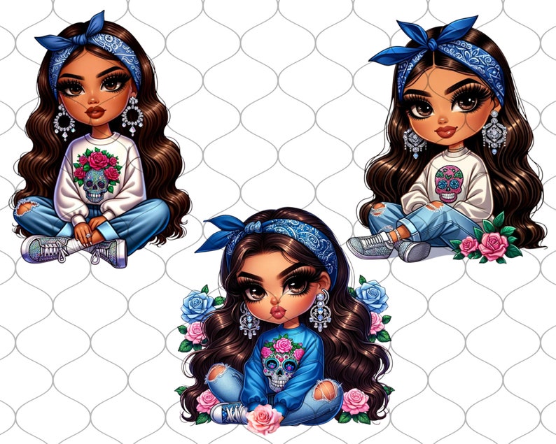 Chibi Cute Chicana Girl, 26 PNG, Chicana Clipart, Chibi Dolls Png ...