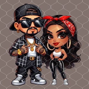 Chibi Chicano Couple Clipart, TRANSPARENT PNG, Latin Couple Png, Love ...