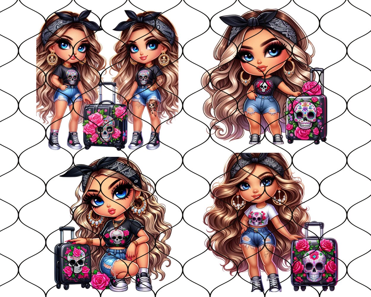 Chibi Travel Blonde Chicana, 30 PNG, Chicana Png, Travel Girl Clipart ...