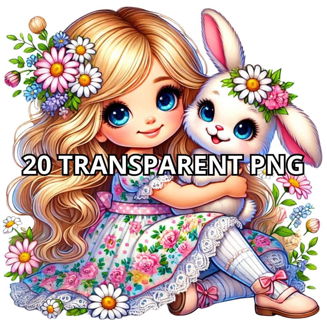20 Chibi Easter Blonde Baby Girl, Easter Png, Bunny Png, Chibi Girl Png ...