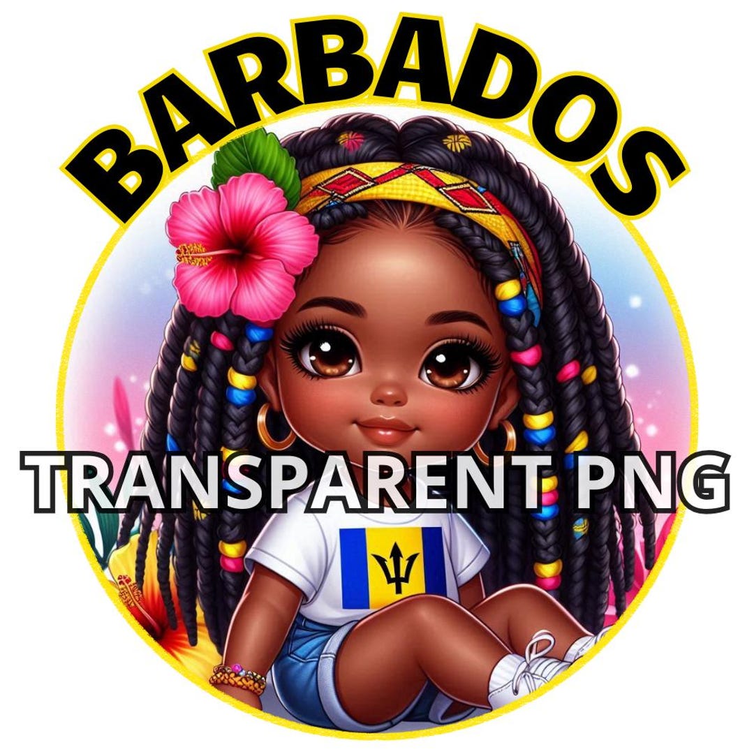 Chibi Cute Barbados Baby Girl Clipart, TRANSPARENT PNG, Bajan Girl Png ...