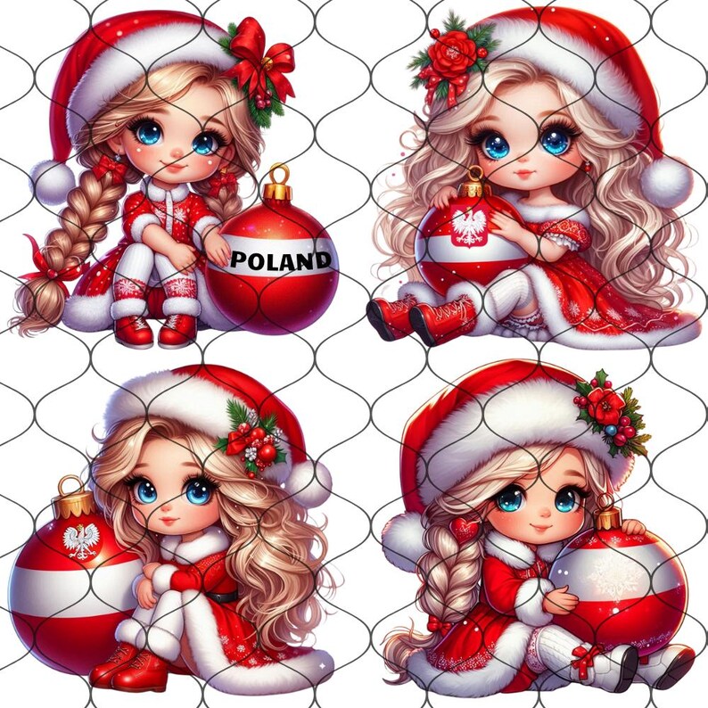 Chibi Cute Polish Blonde Christmas Baby Girl Clipart, 20 PNG, Polish ...