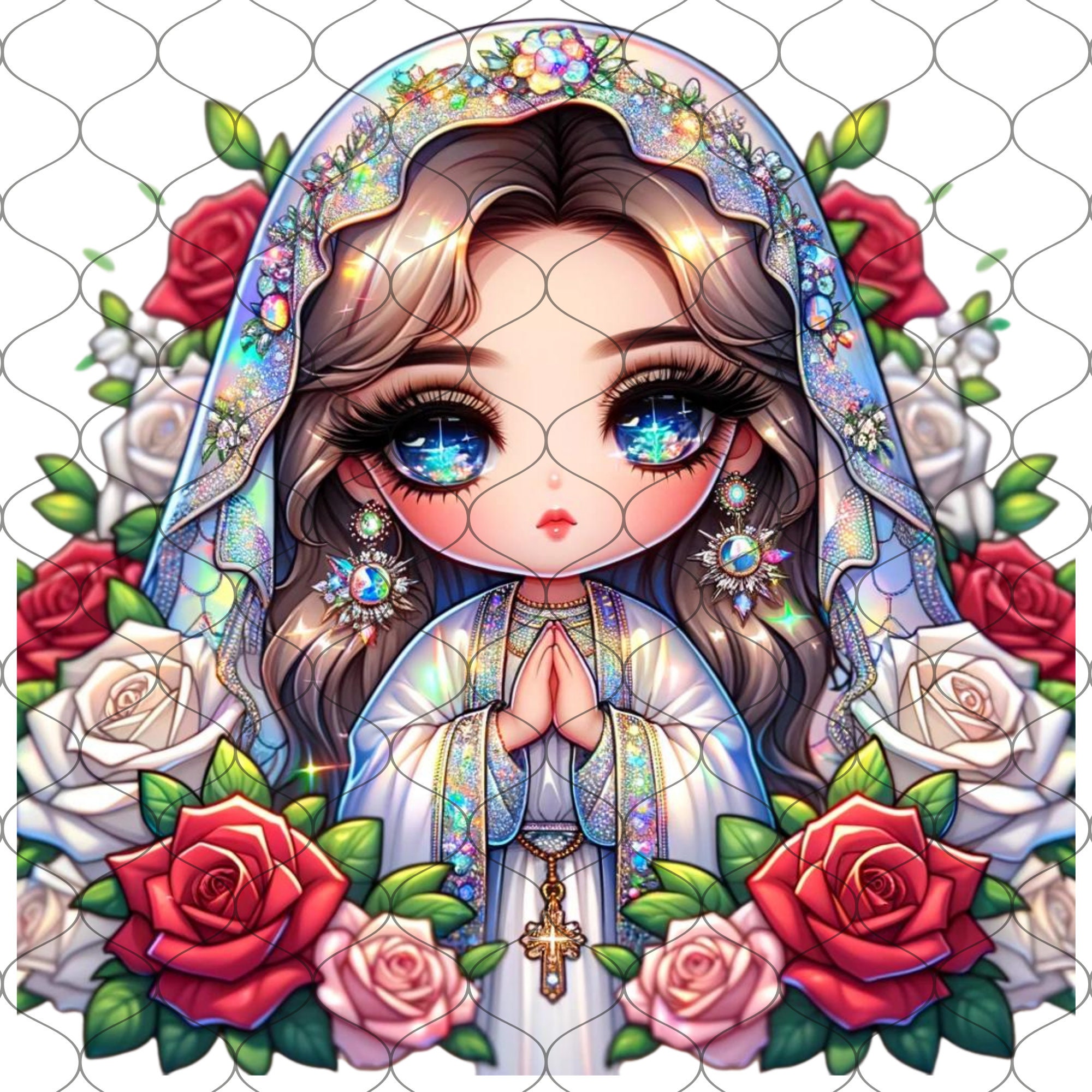 Chibi Cute Diamond Our Lady, 12 Png, Virgin Mary Png, Mother of God ...