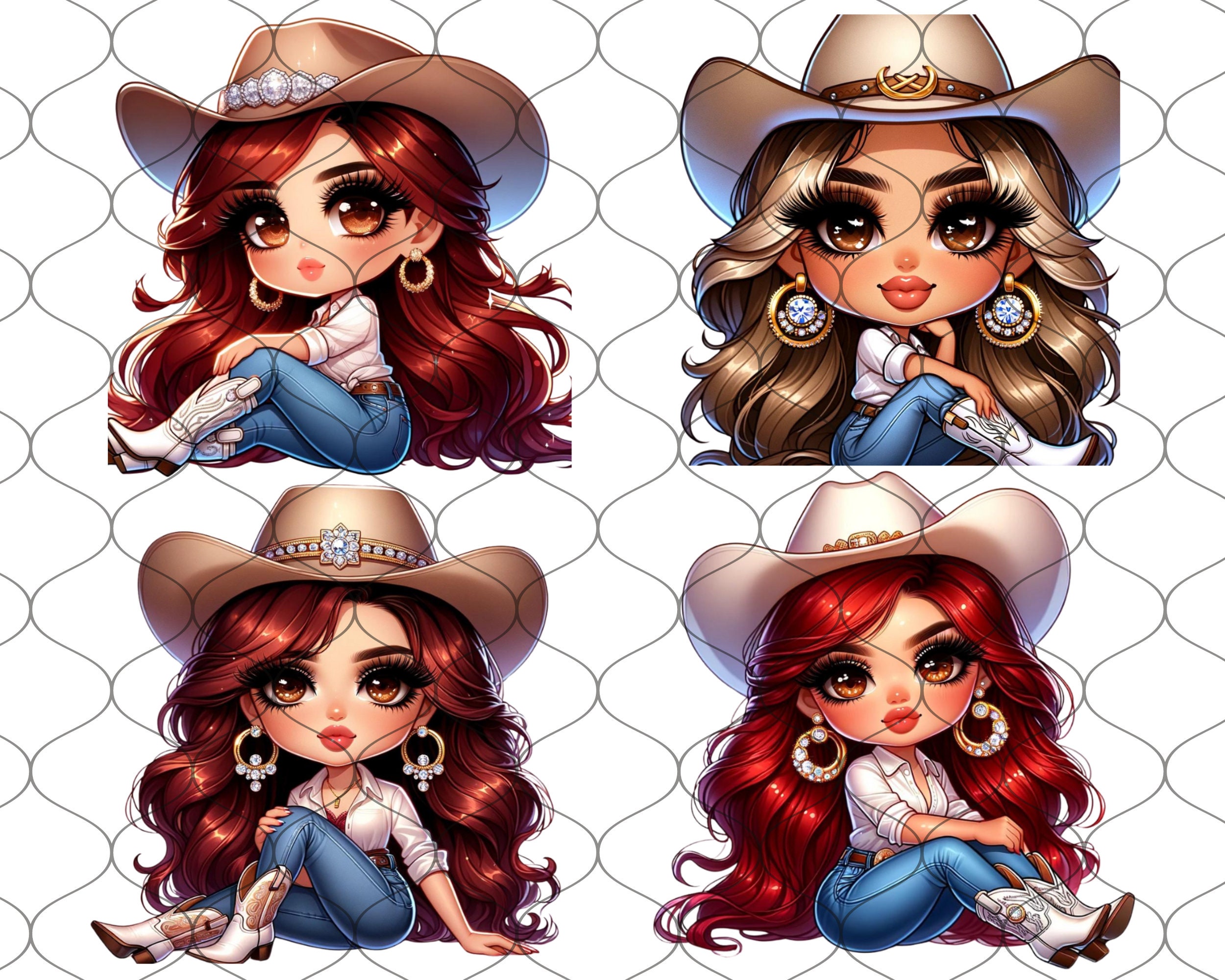 Chibi Latina Cowgirl, 26 Png, Western Girl Png, Cowgirl Png,country ...