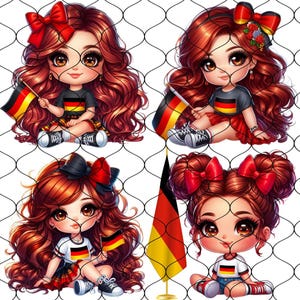 Chibi Cute German Red Hair Baby Girl Clipart, 25 PNG, Germany Png ...