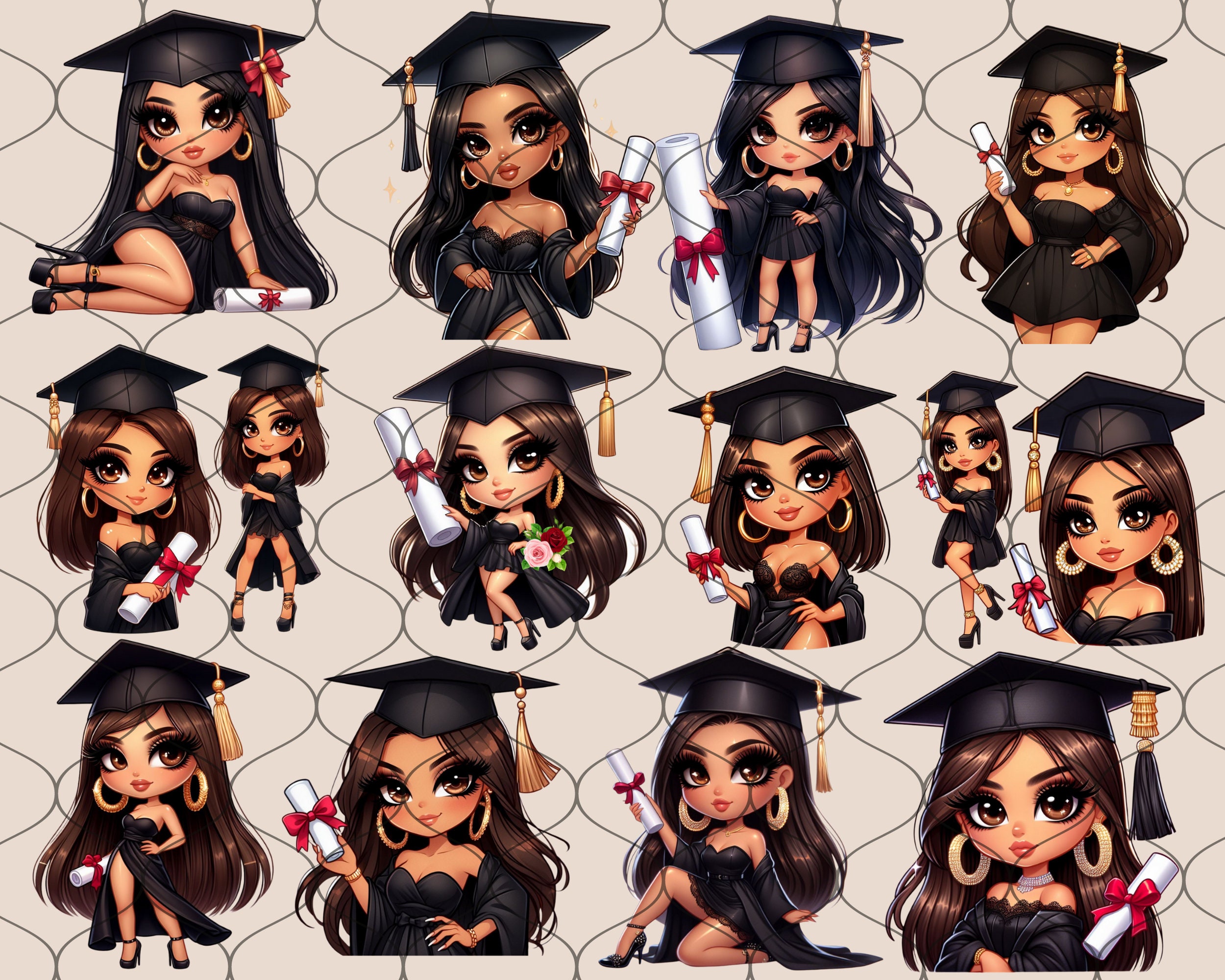 Chibi Beautiful Girl Graduation, 55 PNG, Graduation Png, Diploma ...