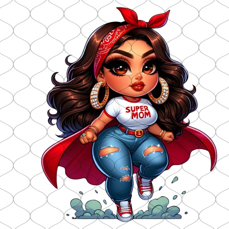 Chibi Super Mom Png, 12 Png, Chicano Woman Png, Latina Woman Png ...