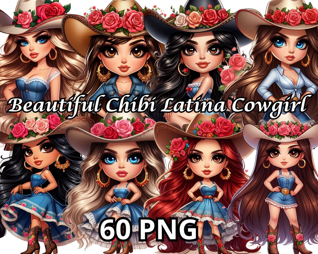 Beautiful Chibi Latina Cowgirl, 60 Png, Western Girl Png, Cowgirl Png ...