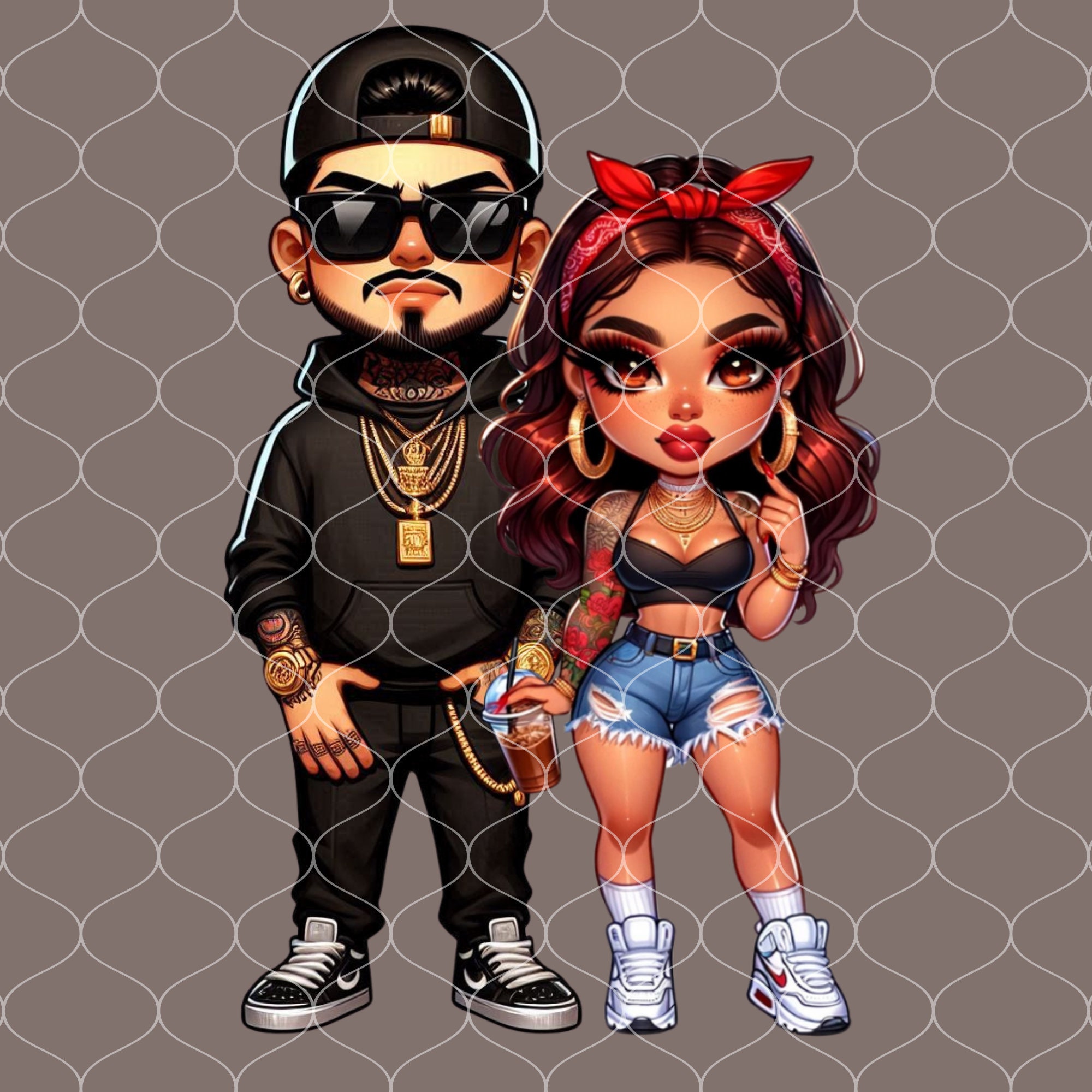 Chibi Chicano Couple Clipart, TRANSPARENT PNG, Latin Couple Png, Love ...