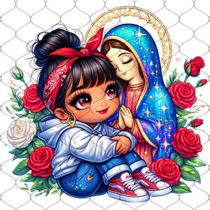 Chibi Cute Latina Baby Girl Virgin Mary Png, 12 Png, Latina Princess ...