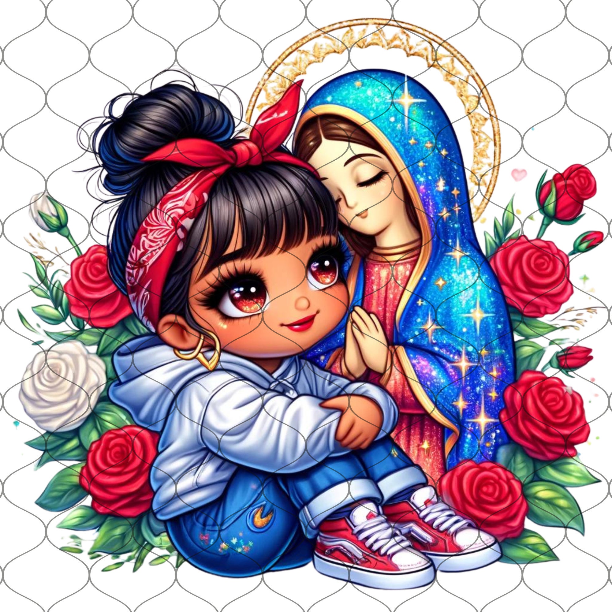 Chibi Cute Latina Baby Girl Virgin Mary Png, 12 Png, Latina Princess ...