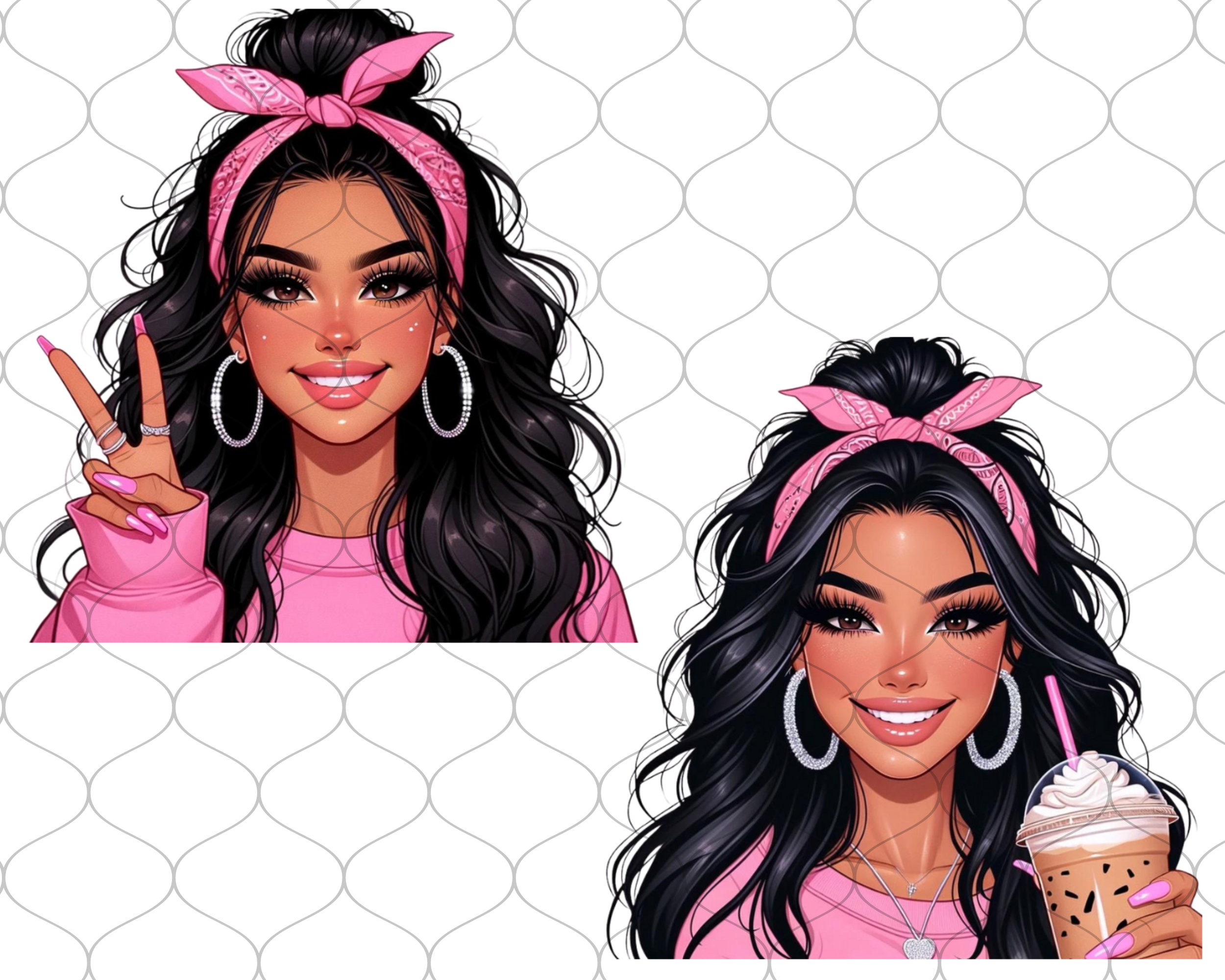 Pink Gorgeous Latina,15 PNG, Latina Woman Png, Latina Clipart, Chicano ...