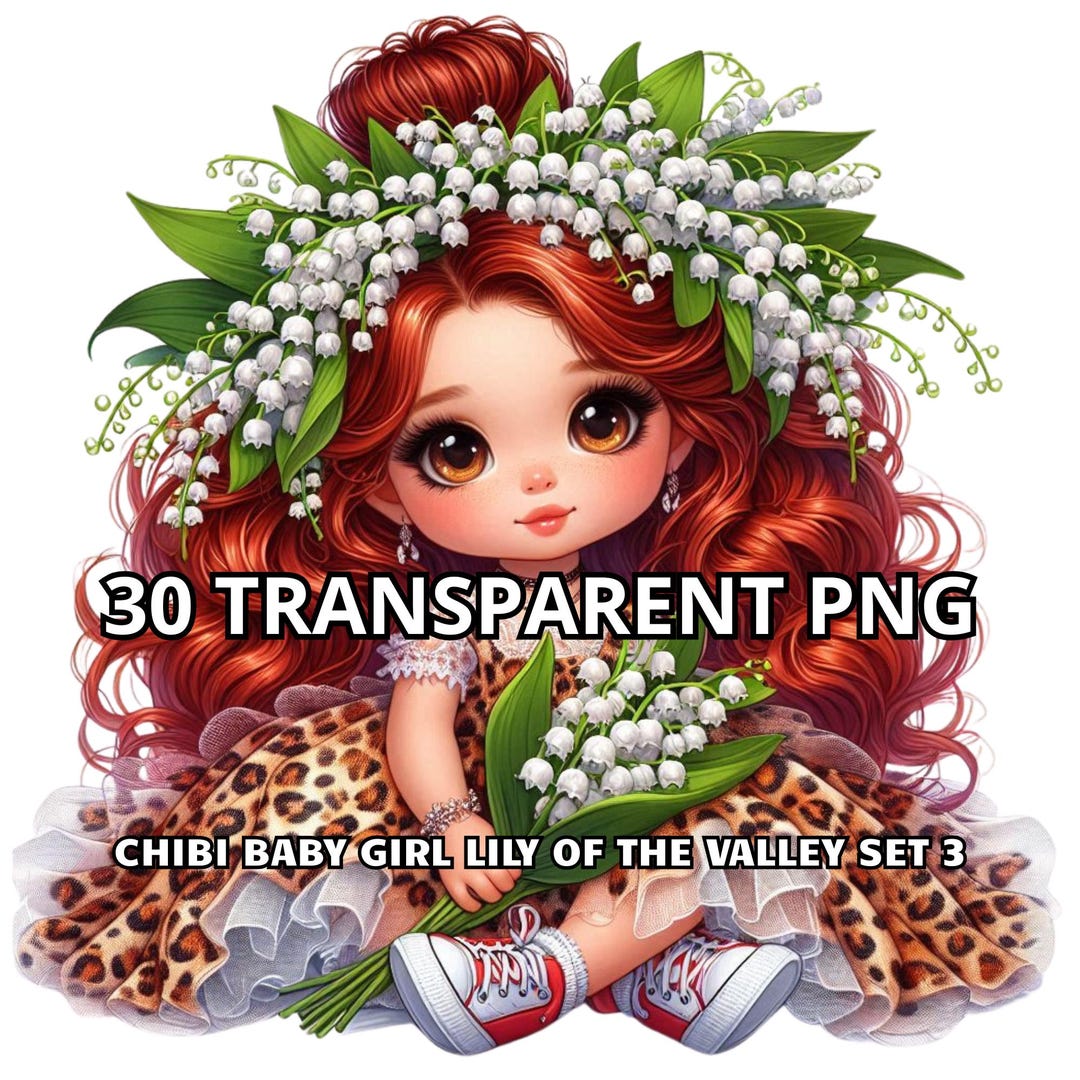 30 Chibi Baby Girl Lilies of the Valley Set 3,chibi Girl Clipart,chibi ...