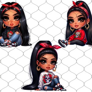 Chibi Cute Chicana Girl, 25 PNG, Chicana Clipart, Chibi Dolls Png ...