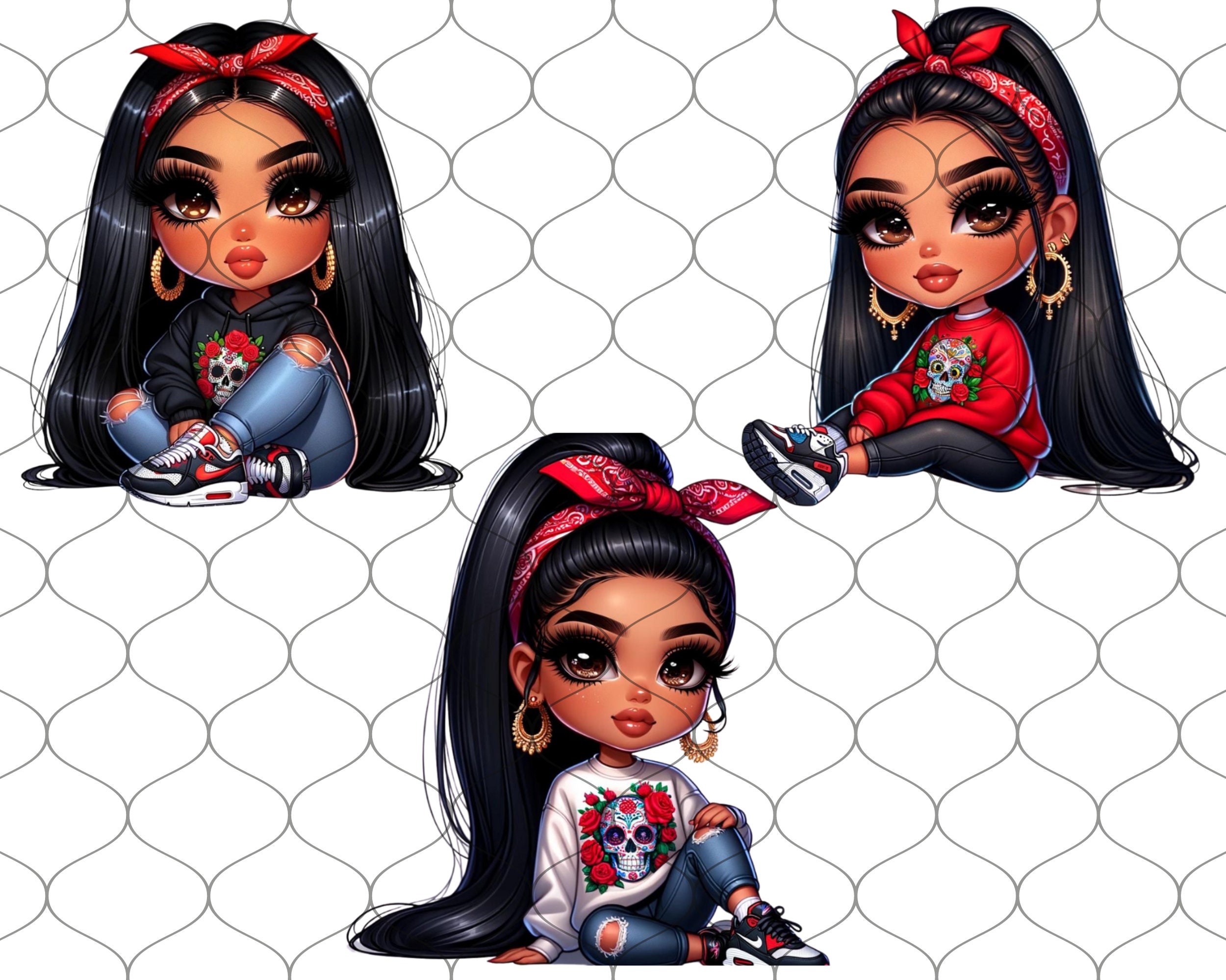 Chibi Cute Chicana Girl, 25 PNG, Chicana Clipart, Chibi Dolls Png ...