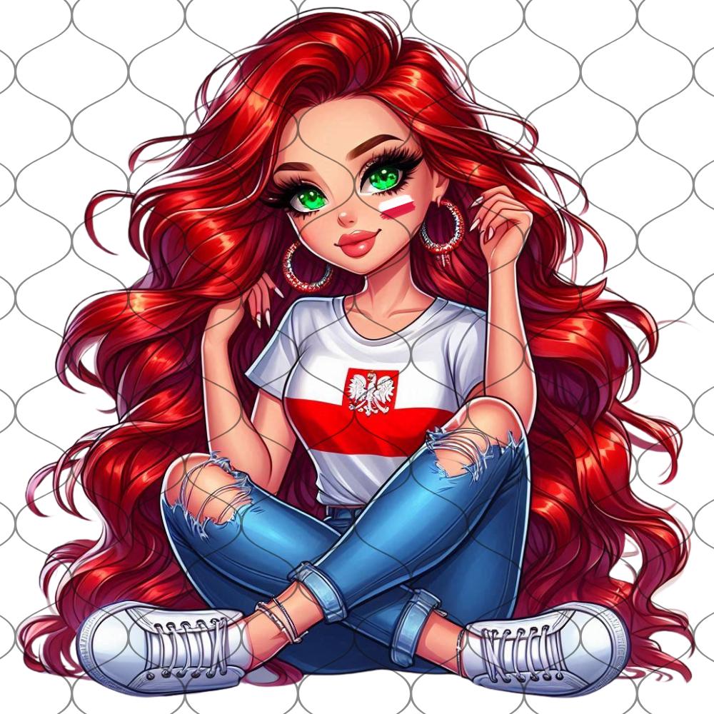 Gorgeous Red Hair Chibi Girl-poland, 30 PNG, Polish Girl Png, Poland ...