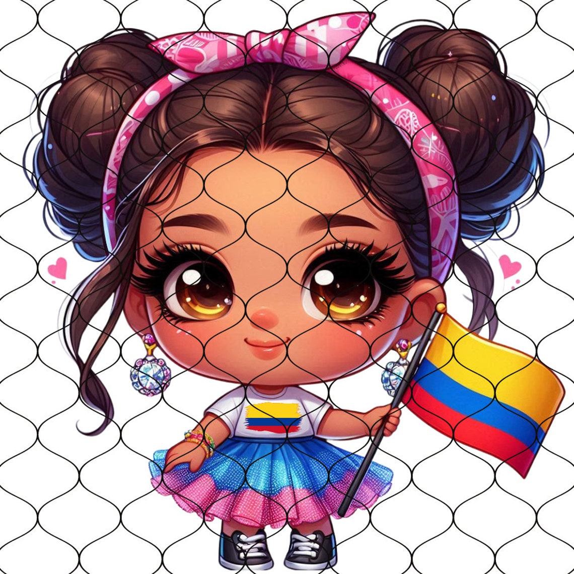 Chibi Cute Colombian Baby Girl Png, 20 Png, Colombian Girl, Proud ...