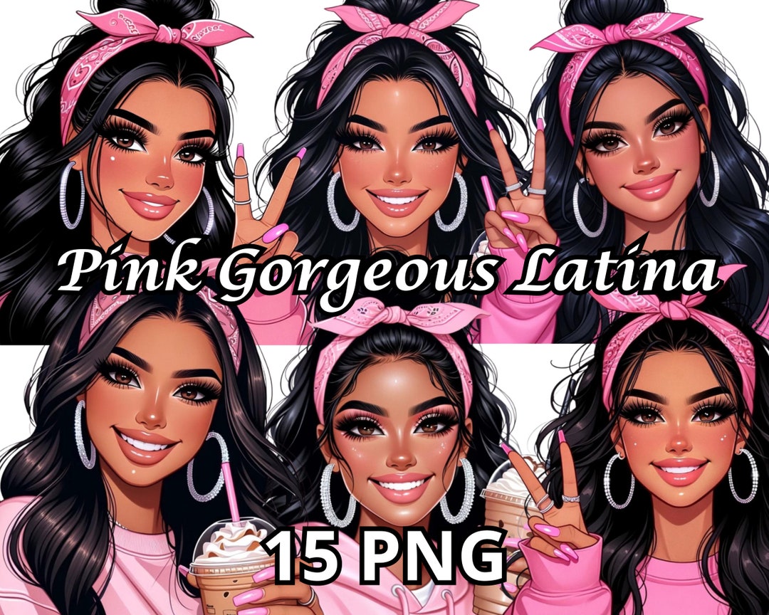 Pink Gorgeous Latina,15 PNG, Latina Woman Png, Latina Clipart, Chicano ...