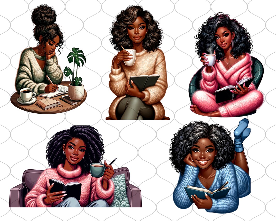 Planner Girl Clipart, 30 PNG, Black Woman Clipart, Lady Boss Clipart, Girl Boss Clipart, Black ...