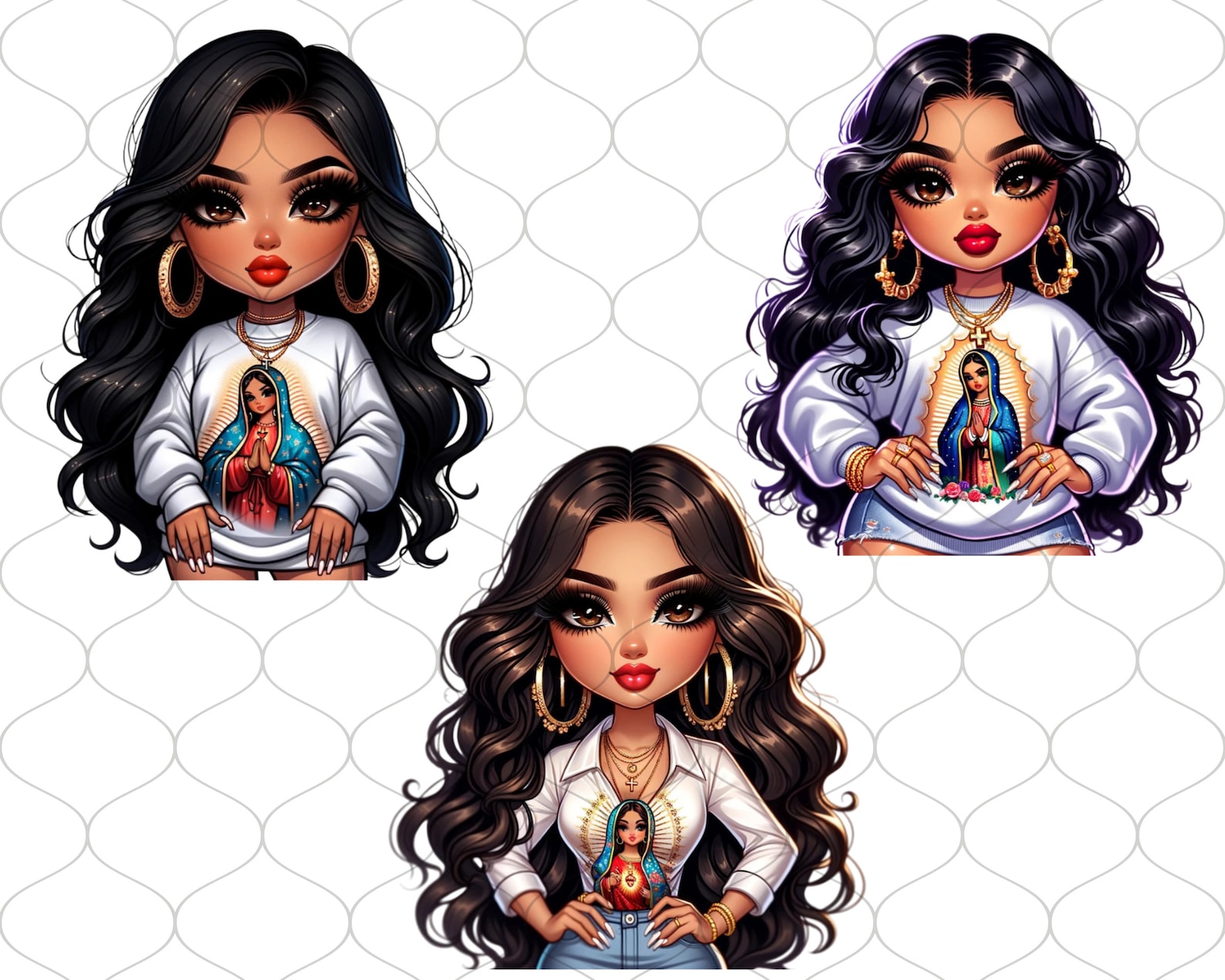 Chibi Chicana Woman, 26 Png, Chicana Clipart, Chibi Dolls Png, Chibi ...