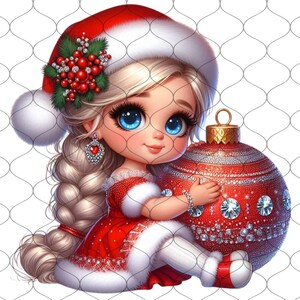 Lovely Little Santa Baby Girl Blonde-haired, 25 PNG, Diamond Bauble ...